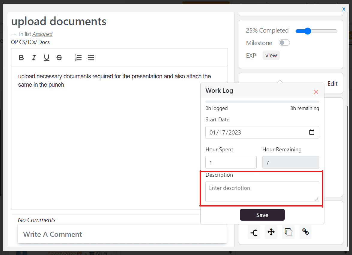 Work Log - QPunch Project Management Software